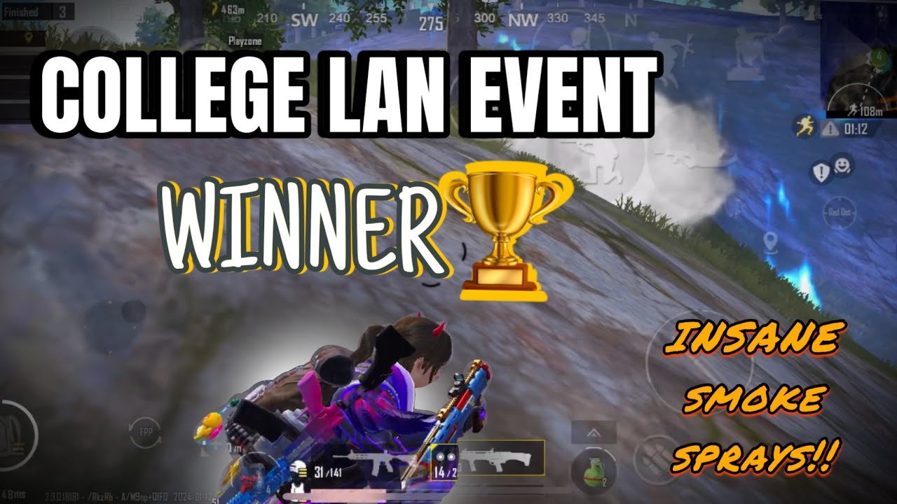BGMI COLLEGE LAN EVENT 🔥 | WINNER 🏆 | INSANE SMOKE SPRAYS😶‍🌫️💨 | SANCHI ...