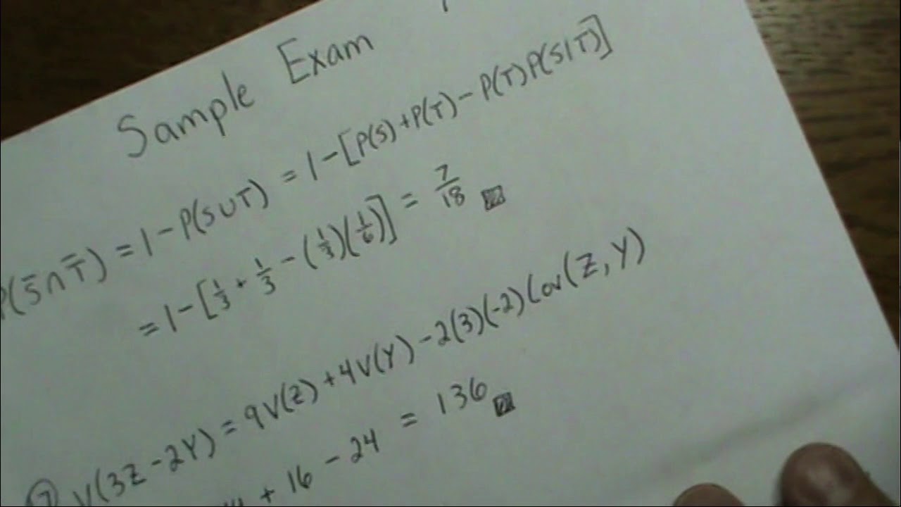 Sample Actuary Exams: Prob & Stat Exam 4 of 8 part 2 of 6 - YouTube