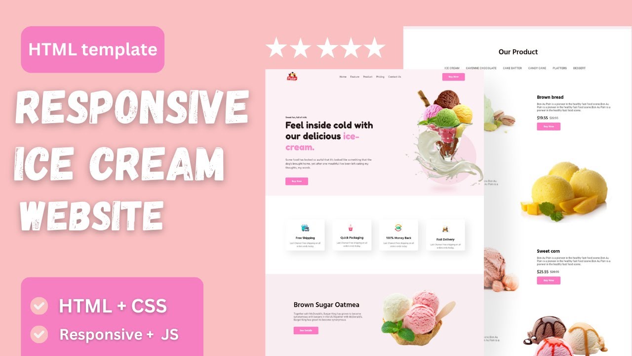 Responsive Ice Cream Website Using HTML, CSS & JavaScript - YouTube