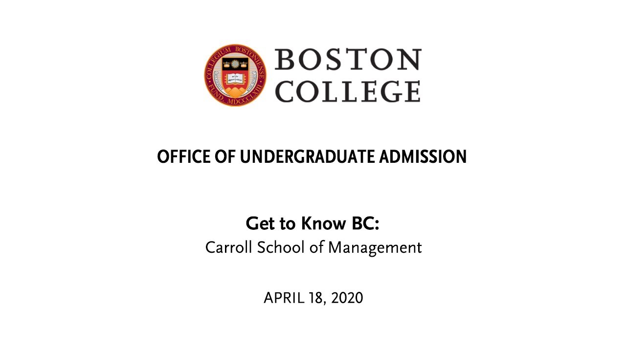BC's Carroll School of Management Webinar | April 18, 2020 - YouTube