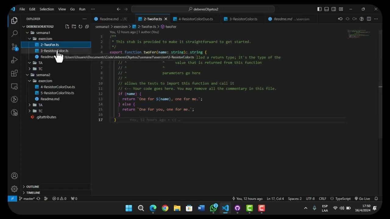 e2-e3 exercism typescript - YouTube