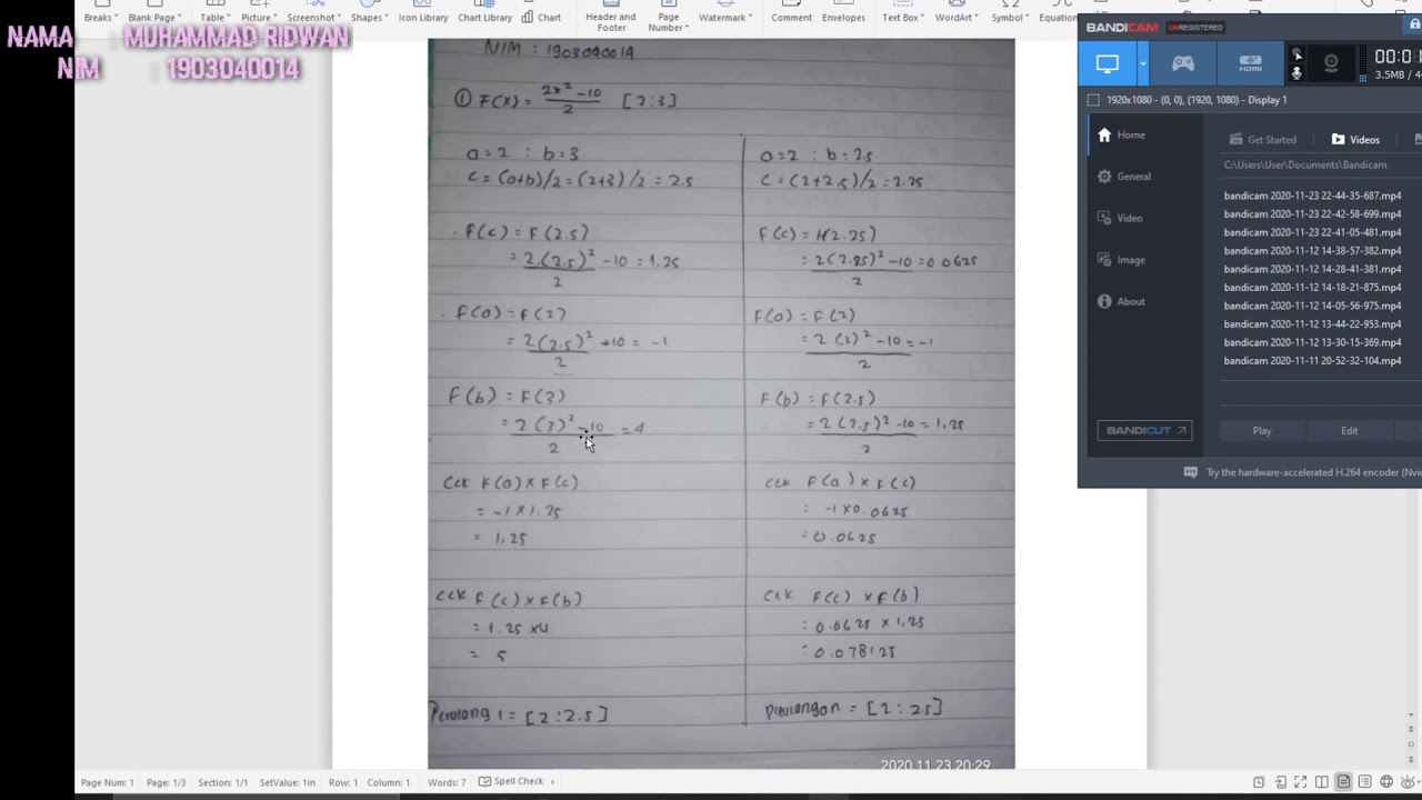 No.1) soal Metode bagi dua (bisection), lakukan 2 perulangan - YouTube