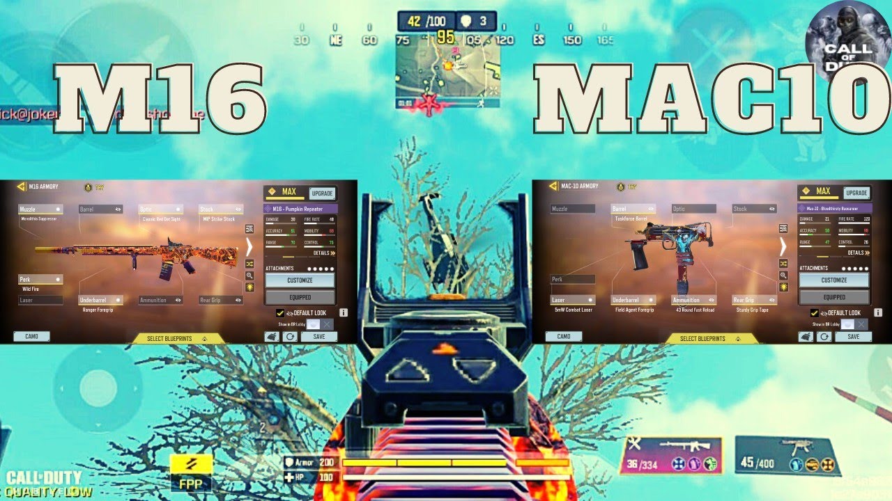 call of duty mobile BR gameplay with M16 & Mac 10 - YouTube