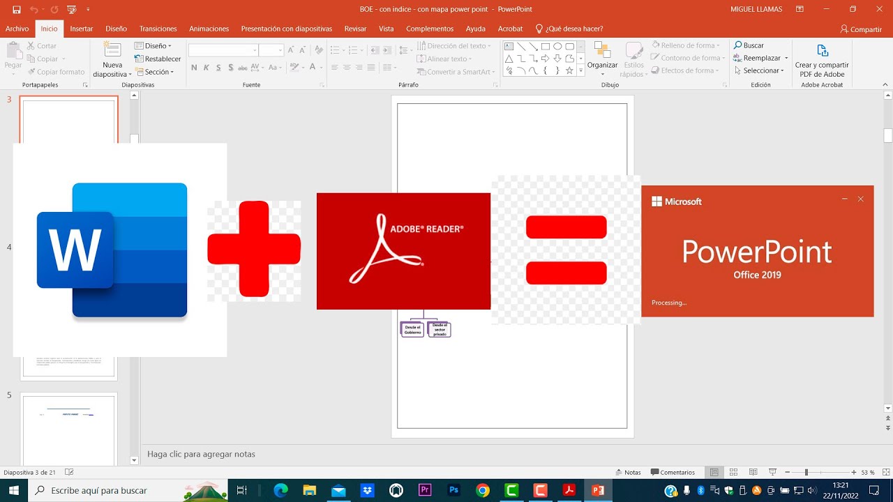 Presentación PowerPoint importando de Word con Adobe Acrobat Pro DC ...