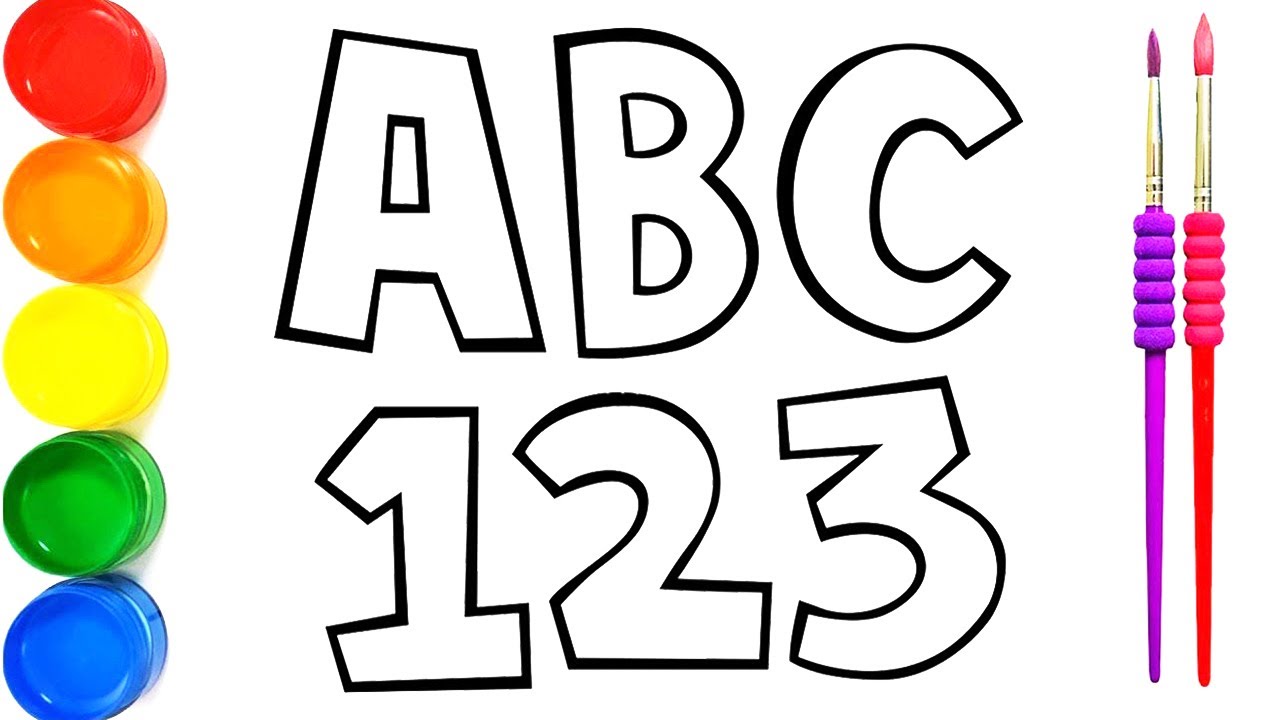 ABC-123 Drawing, Coloring & Painting ll How To Learn, Draw and Paint ...
