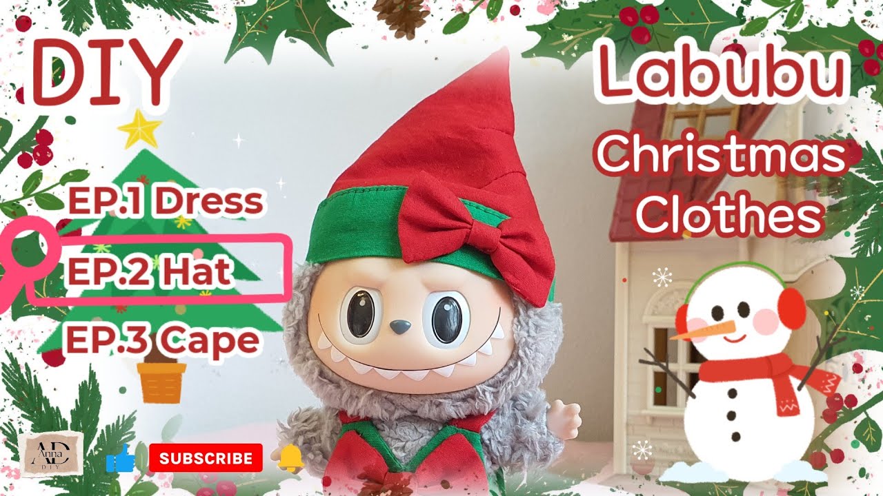DIY Christmas hat for Labubu | เย็บหมวกลาบูบู้ #labubu #labubuclothes ...