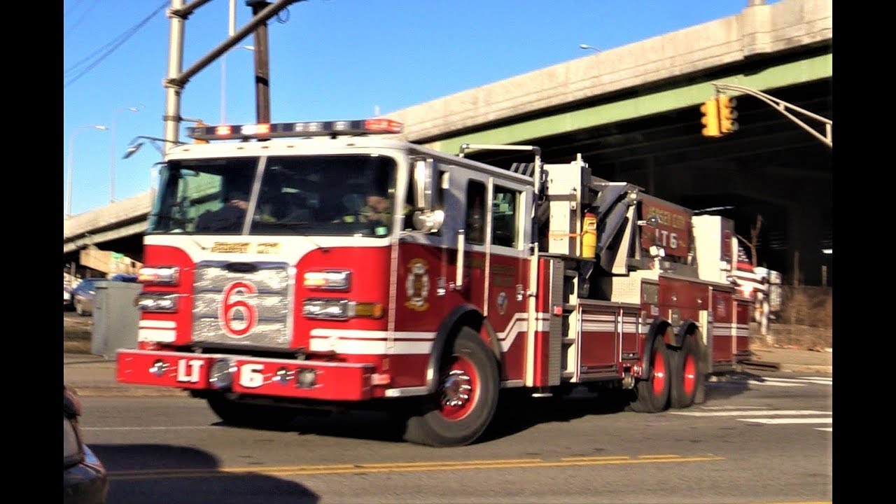 Jersey City Fire Department Ladder Tower 6 and Engine 10 Responding ...