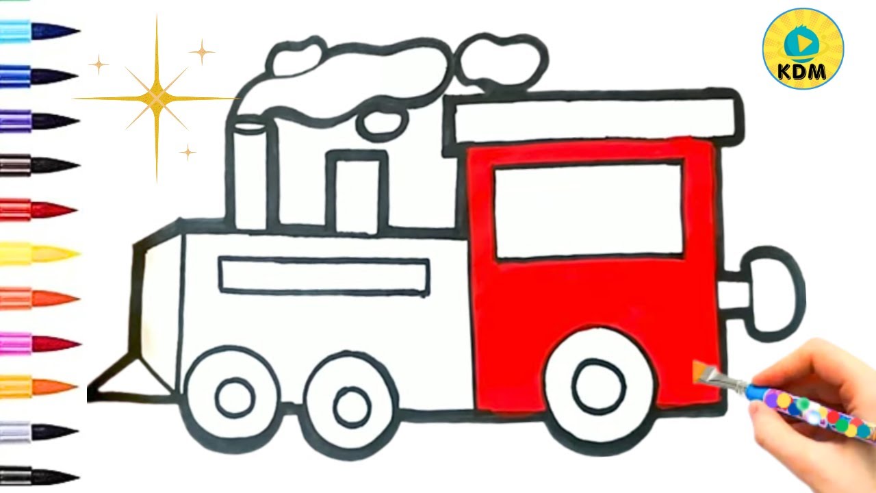 TRAIN ENGINE EASY DRAWING FOR KIDS| HOW TO DRAW | STEP BY STEP| LEARN ...
