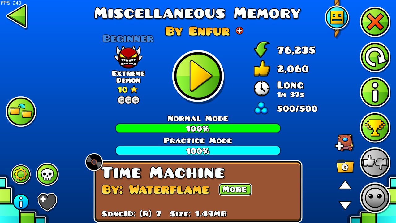 (240fps) Miscellaneous Memory by Enfur 100% (EXTREME DEMON) | Geometry ...