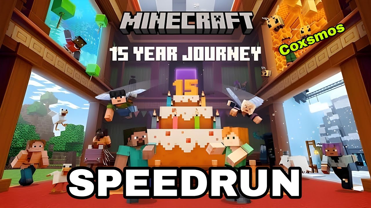 Minecraft 15 years speedrun collecting all stickers in all areas - YouTube