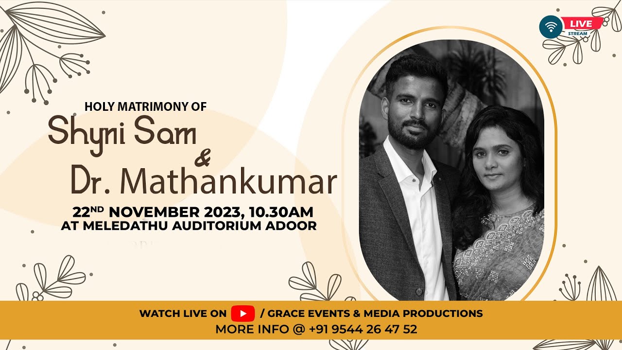 Shyni Sam💕Dr. Mathankumar | Holy Matrimony 🔴 | 22nd November 2023 | 10.30AM - YouTube