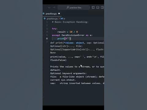 Basic exception handling | #python #programming #code #coding #pythonforbeginners #python3 - YouTube