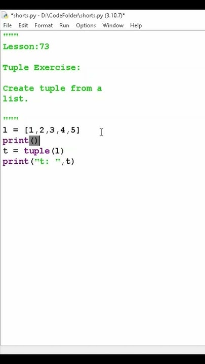 How To Create Tuple From A List Shorts Python Coding Pythontricks Pythonfullcourse Tuple