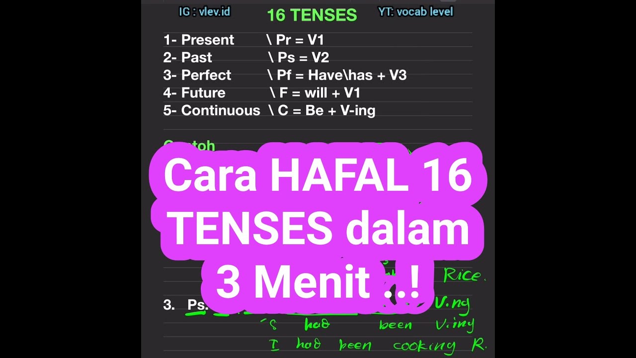 CARA HAFAL 16 TENSES DALAM 3 MENIT - YouTube