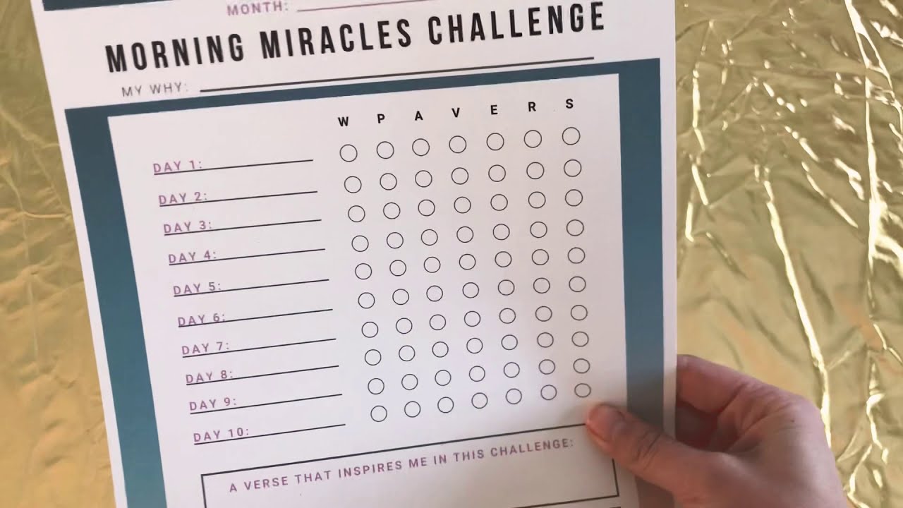 UPDATED Printable for the Morning Miracles Challenge! - YouTube