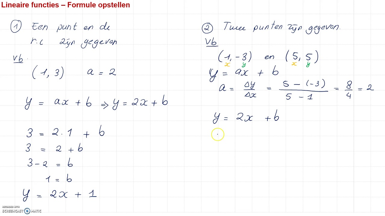 Lineaire functies - Formule opstellen - YouTube