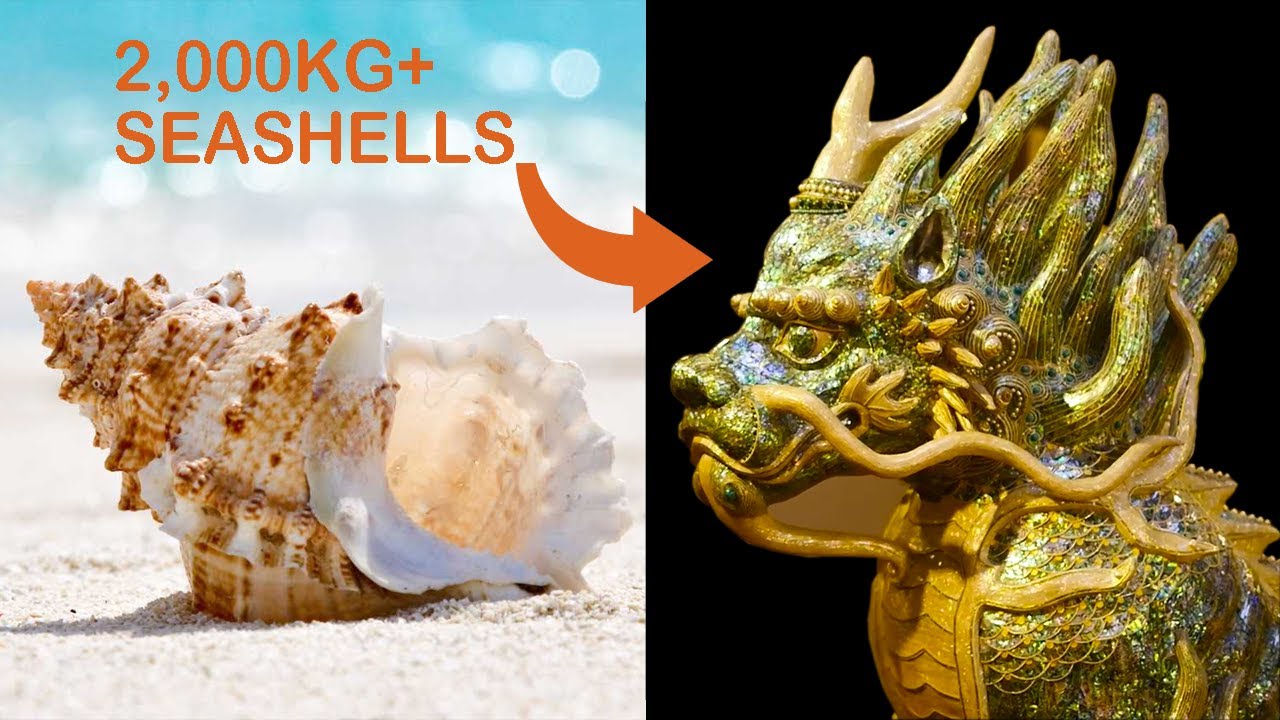 Top Chinese craftsman change 2 tons seashells to a big dragon,shell ...
