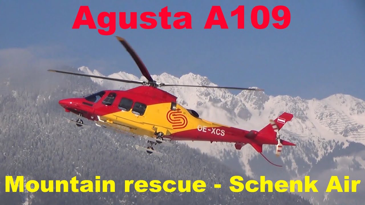 Mountain rescue Agusta A109 landing, engine start and takeoff at ...