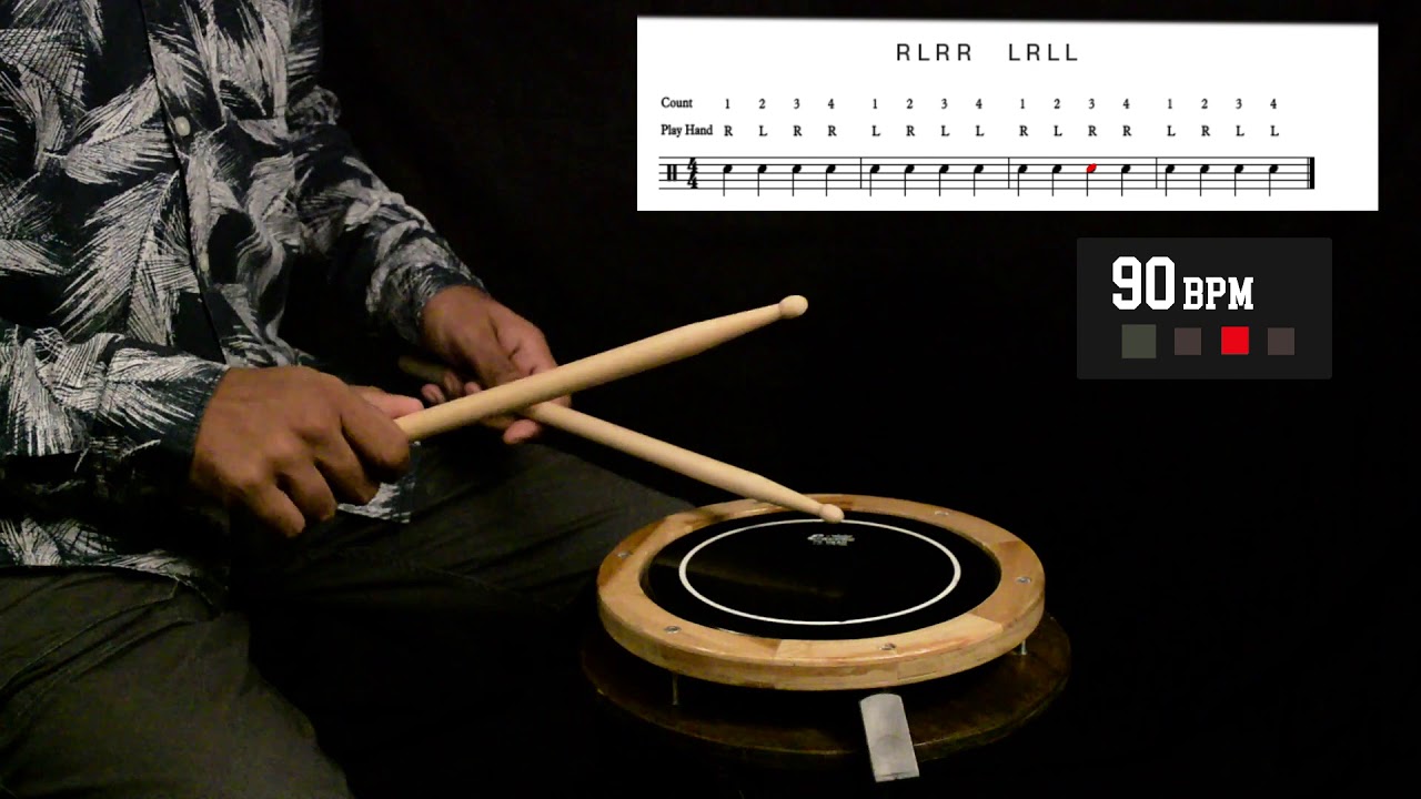 Single Paradiddle (90 bpm) RLRR LRLL | HoR Drum Lessons - YouTube
