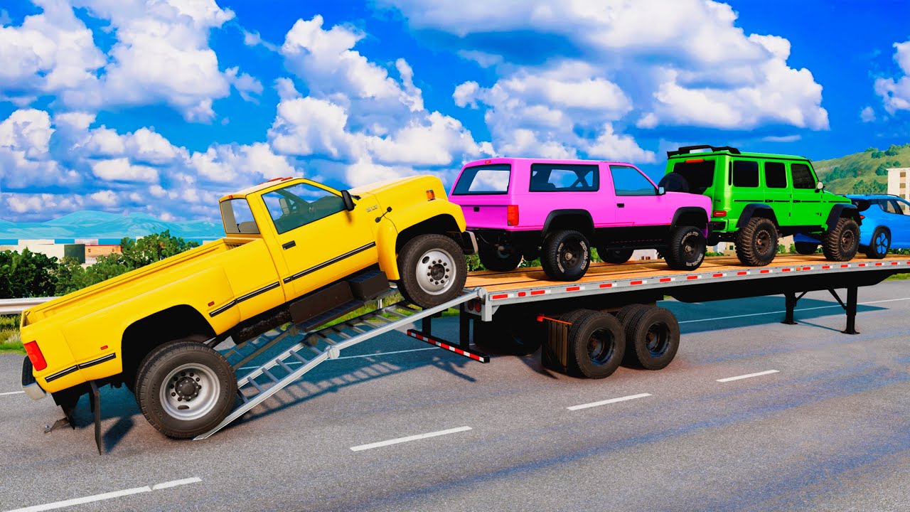 Double Flatbed Trailer Transportation with Stairs Color in Italy - Cars ...