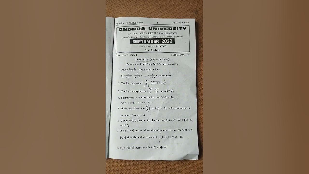 Andhra university //degree 4th sem maths paper-4 question paper -2023 - YouTube