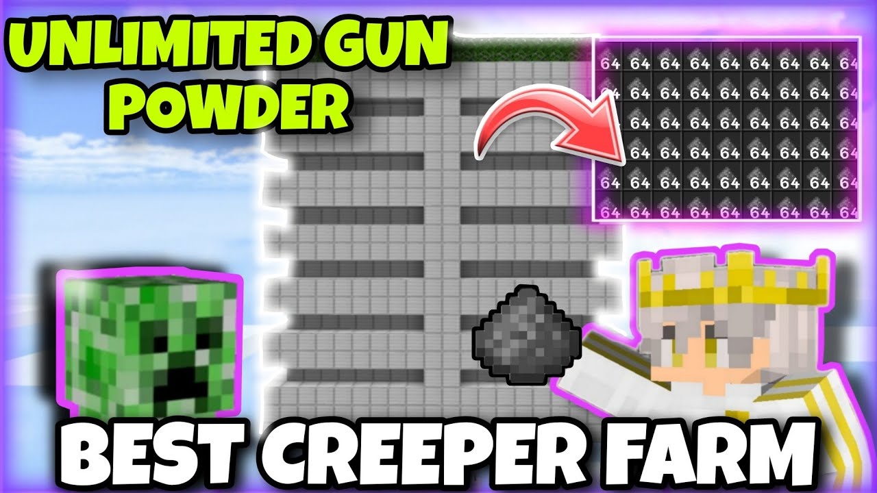 MINECRAFT GUNPOWDER FARM | CREEPER FARM | The Best Farm that Works in ...