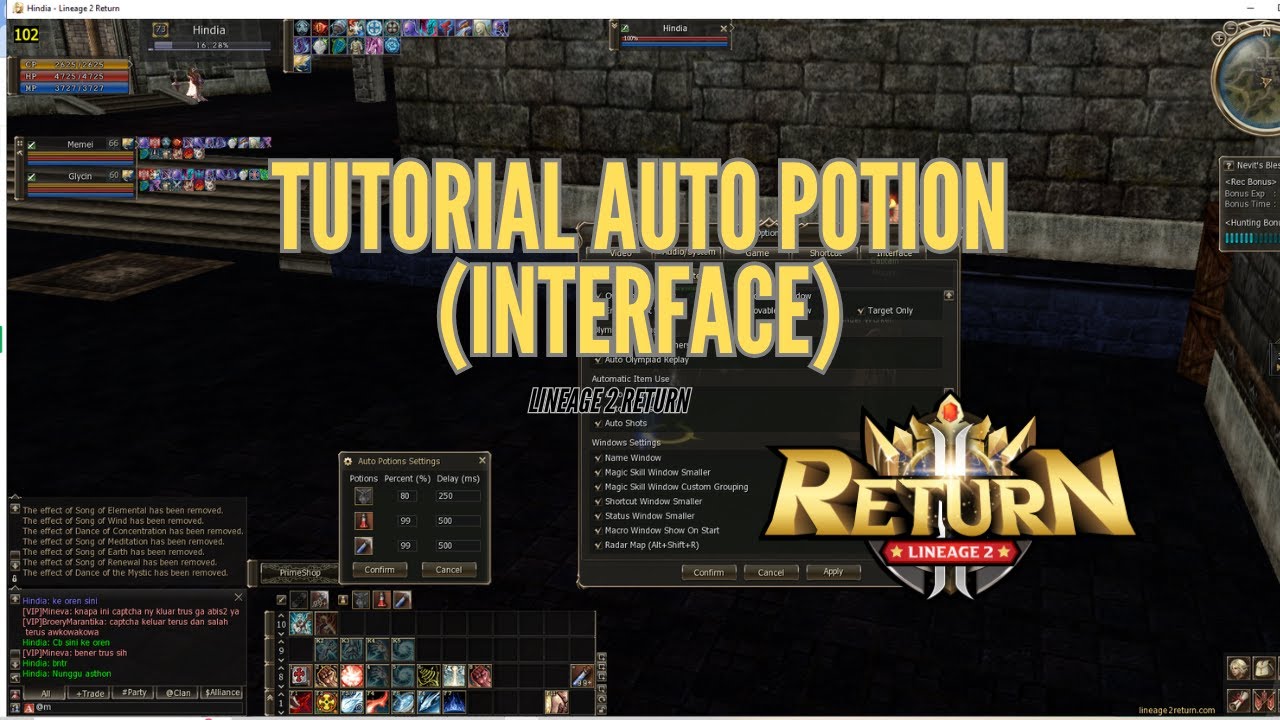 Lineage 2 Return | Tutorial Menggunakan Auto Potion (interface) - YouTube