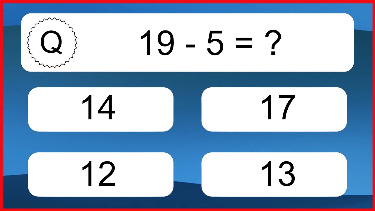 20 Subtraction Quiz Exercises for Kids: Numbers Up to 20 - YouTube