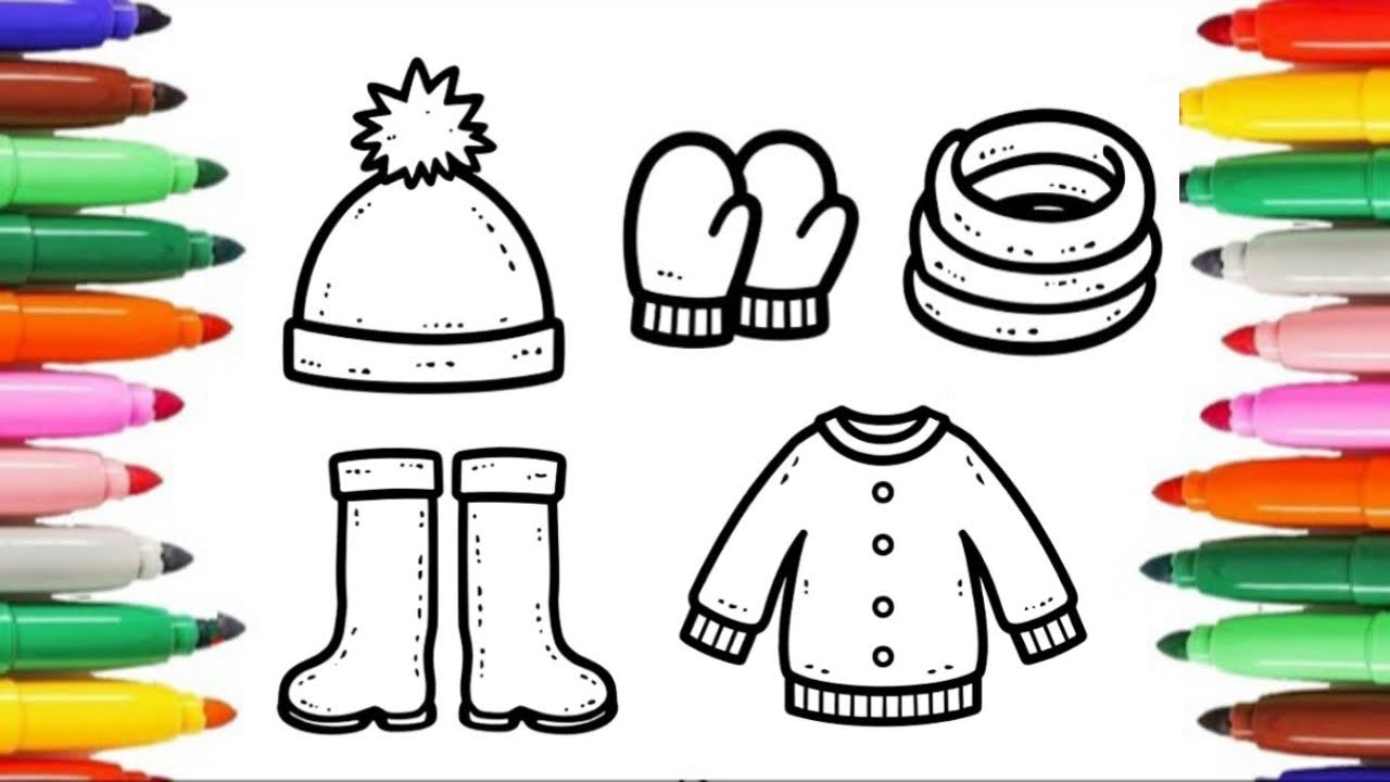 Winter Dress Drawing for Kids l Painting and Coloring for kids ...