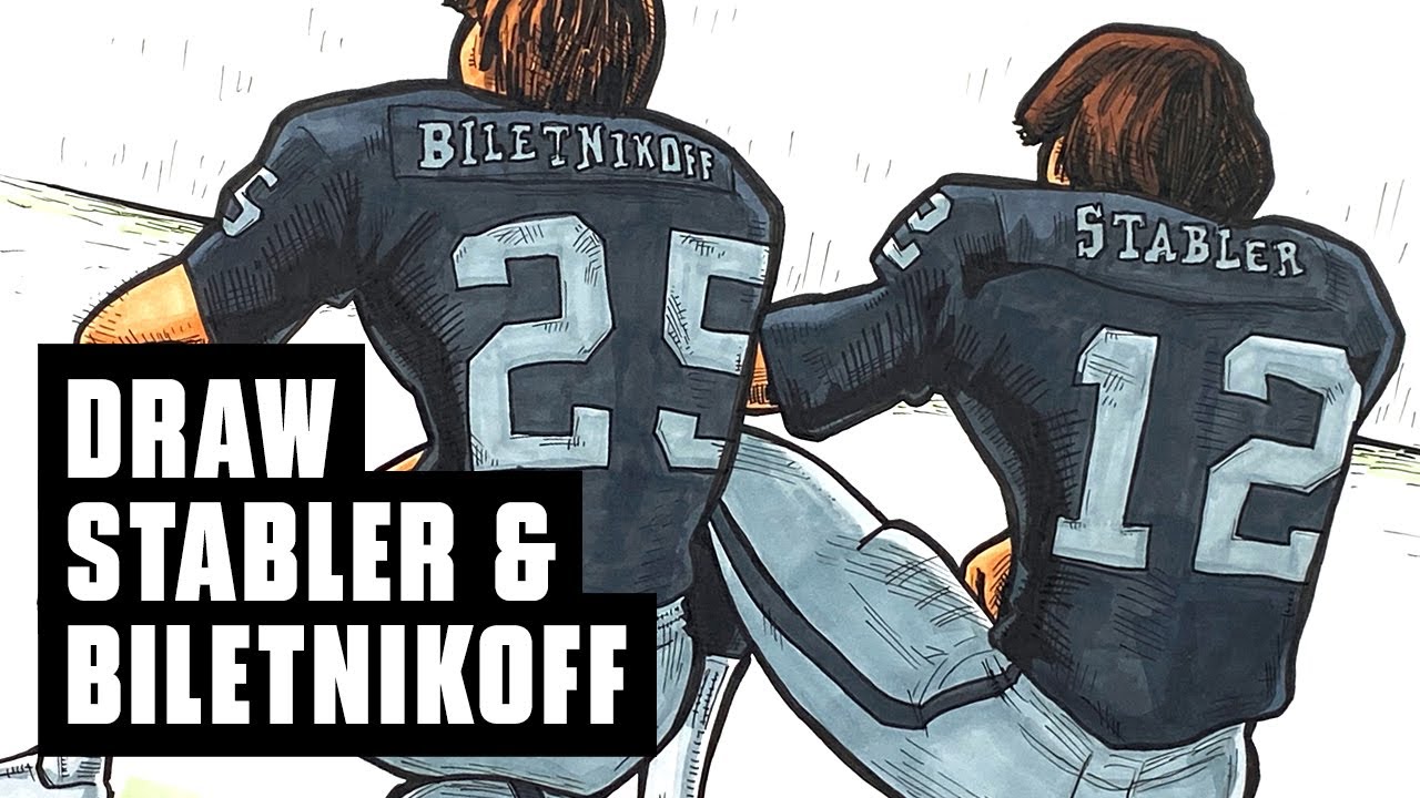 Drawing Ken Stabler and Fred Biletnikoff in a Comic Book Style - YouTube