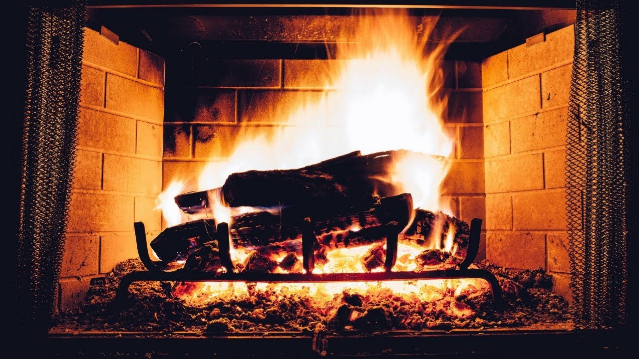 Crackling Fireplace with Thunder, Rain and Howling Wind Sounds best for ...