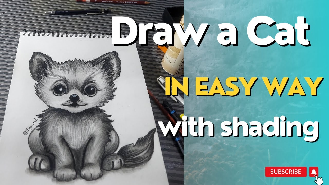 Draw a cat | shading in easy way - YouTube