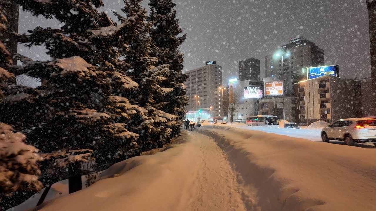 Walking in Heavy Snow in Sapporo | Japan ASMR Walkthrough | Distant ...