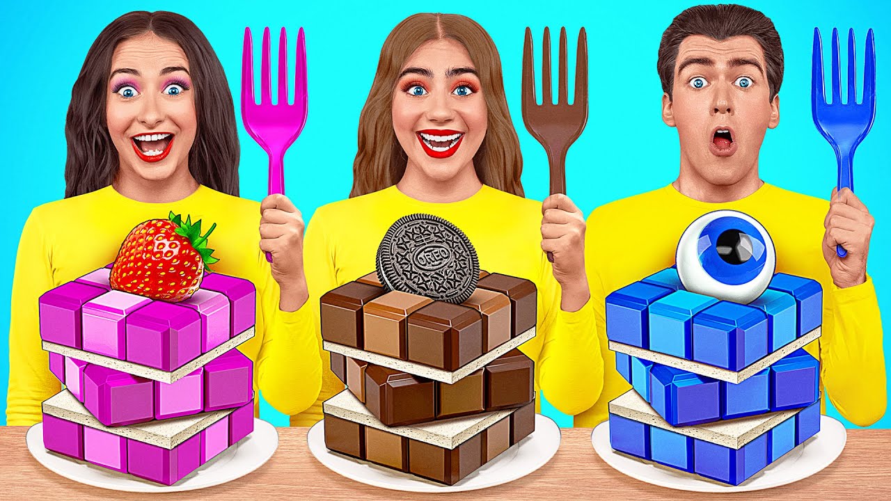 Pink VS Black VS Blue Food Challenge | Mukbang with Color Food and ...