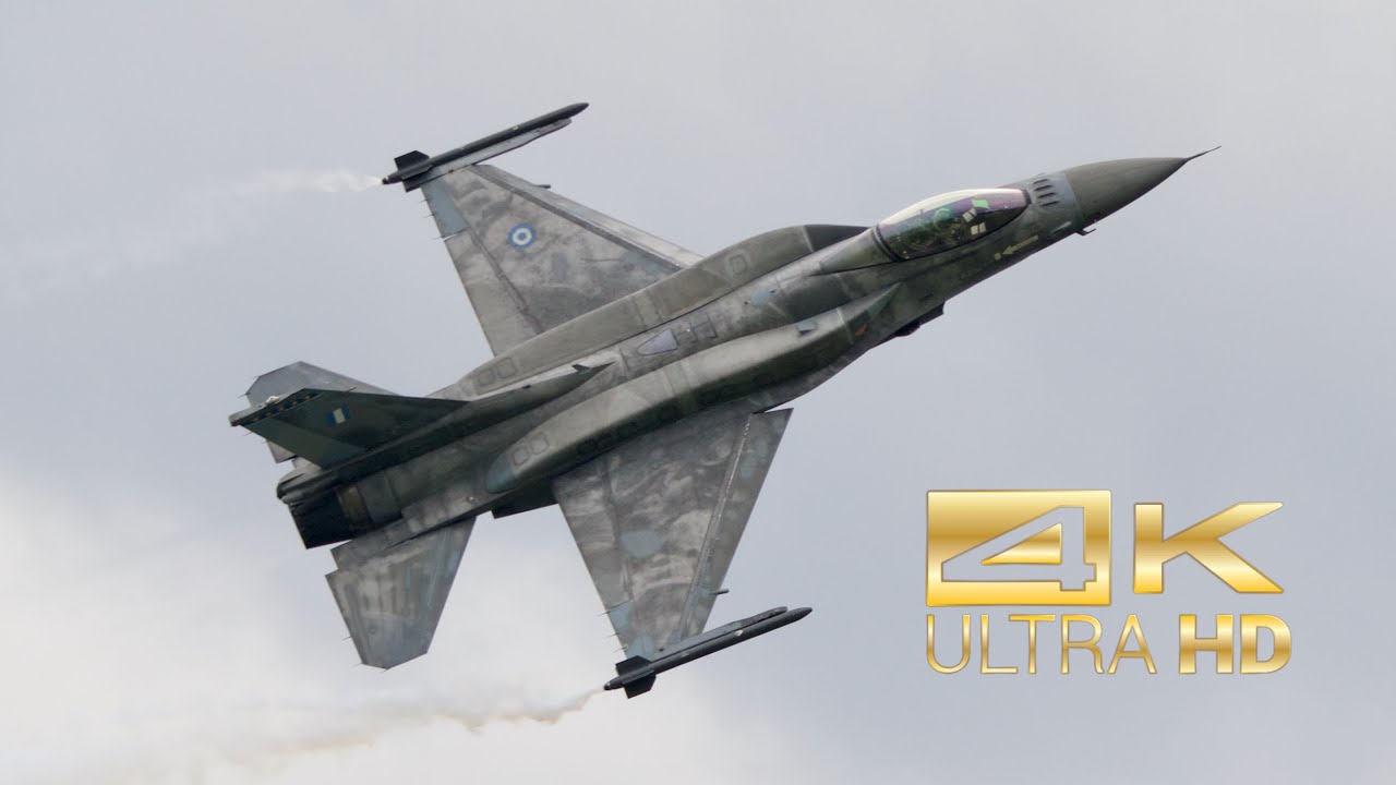 (4K) Lockheed Martin F-16CJ Fighting Falcon Hellenic AF flying Display ...
