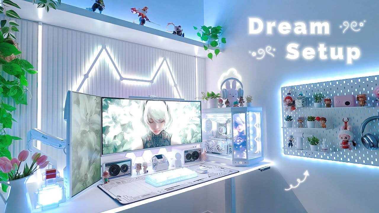 Building My Dream Gaming Setup 🎮 ☁️ Aesthetic Desk Makeover | Gaming PC ...