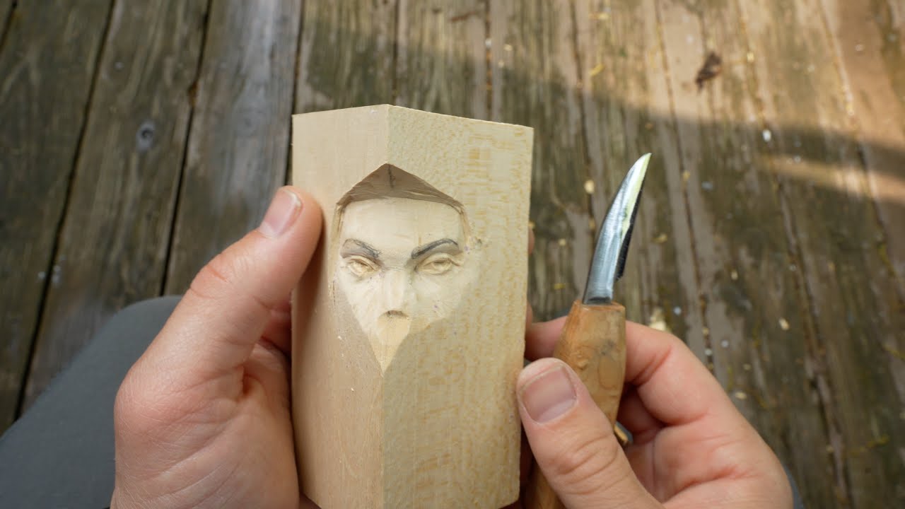 Woodcarving Female Eyes- Easy Beginner Whittle Project - YouTube