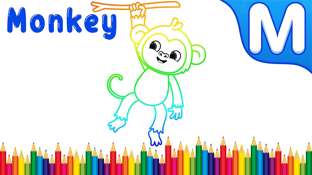 🐒 How to Trace Monkey Easy (Step by Step Tracing) Letter M Tracing for ...