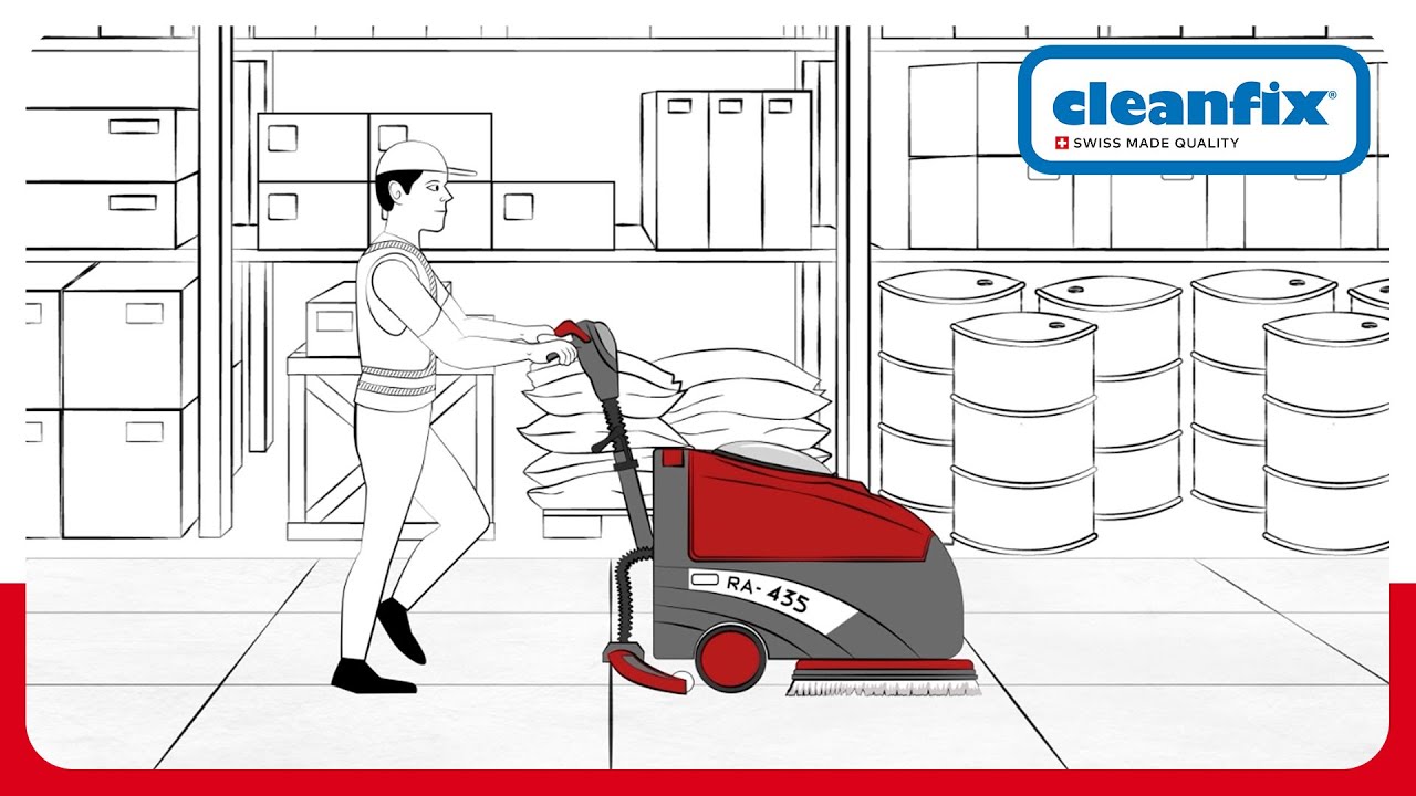 RA435 IBC - Compact walk-behind scrubber-dryer machine | Cleanfix - YouTube