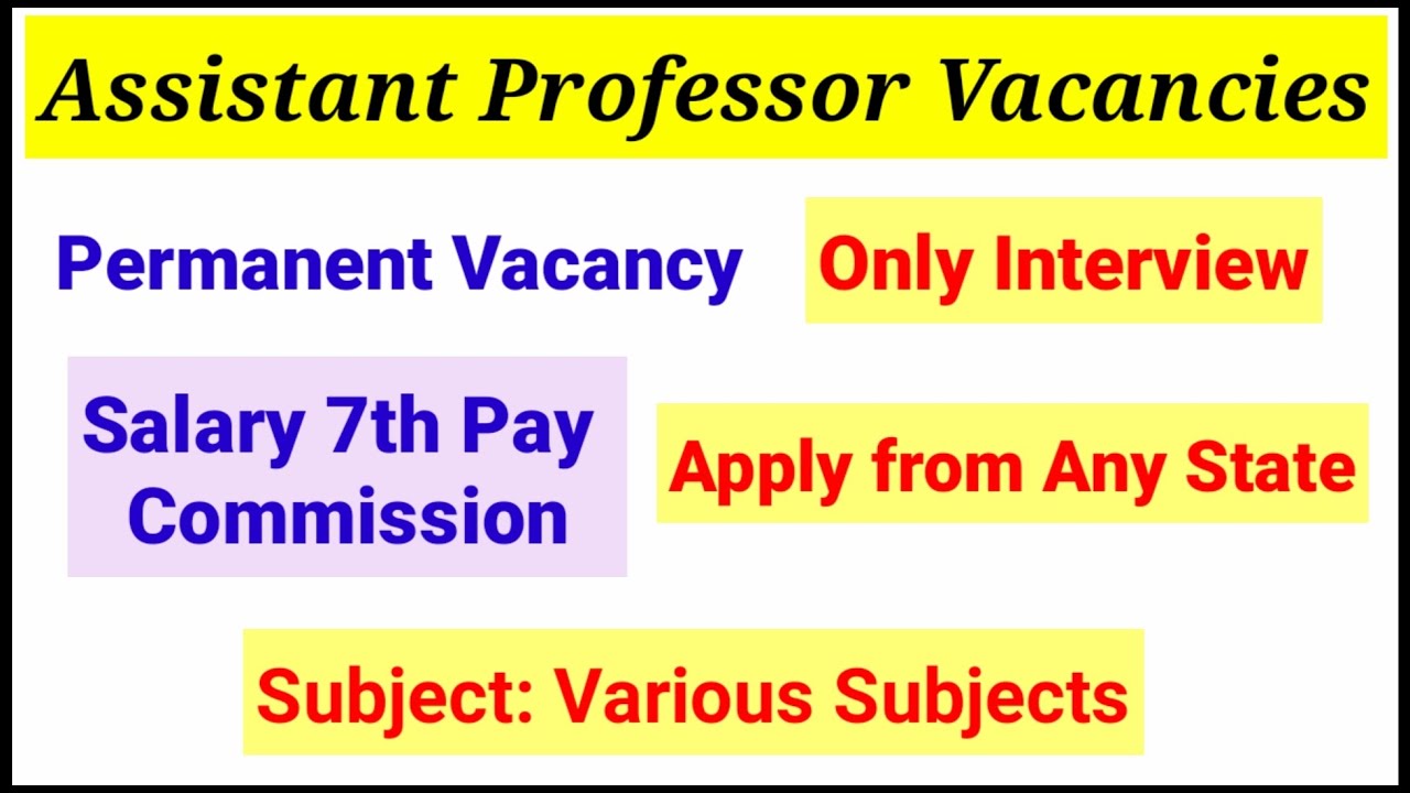 Assistant Professor Job vacancies in Central University| Assistant ...