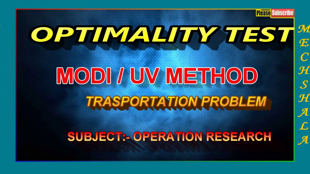 optimality test modi method - YouTube