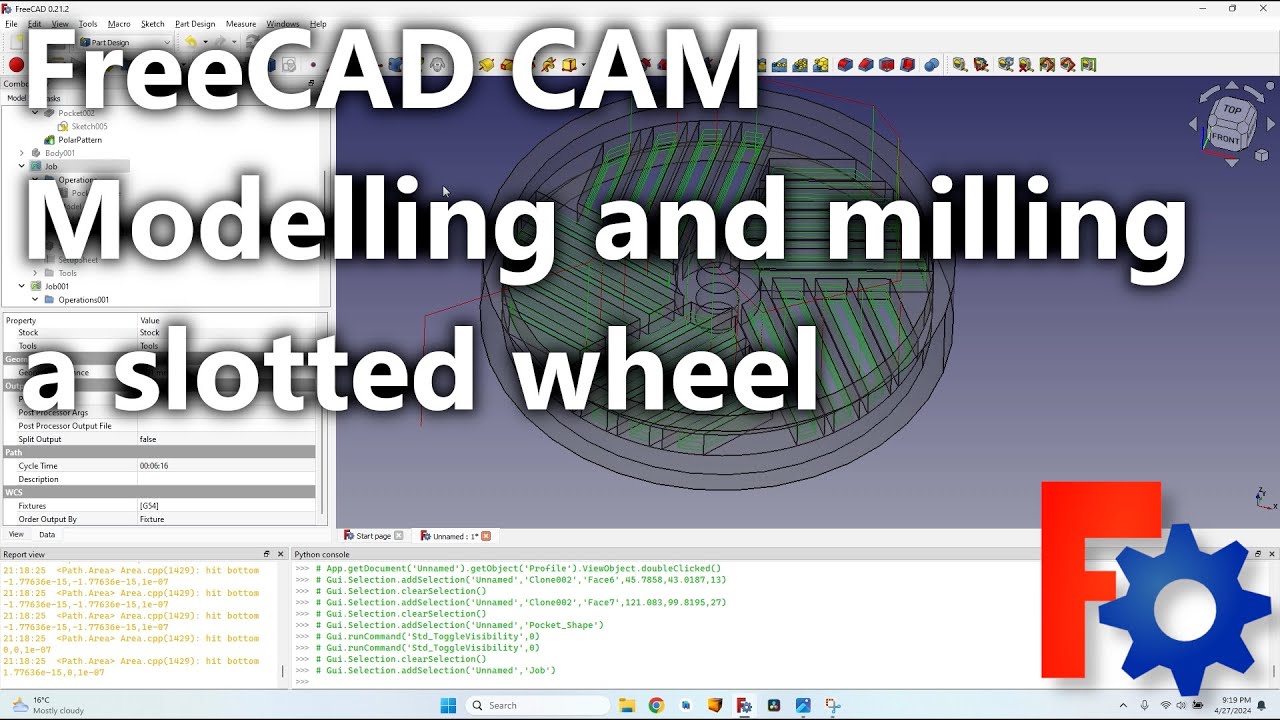 Modelling and milling a slotted wheel || FreeCAD CAD & CAM (CAM ...