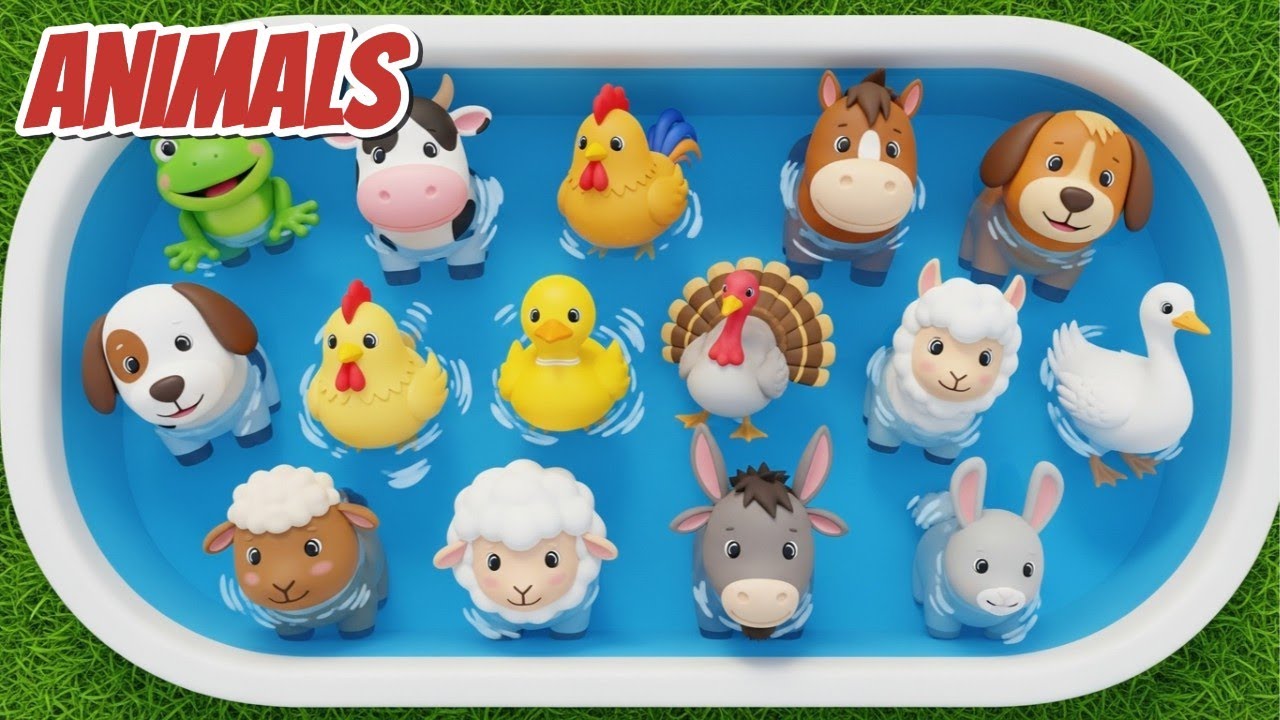 Kids Learn | 🐮 Meet the Farm Animals! Real & Toy Animals, Names ...