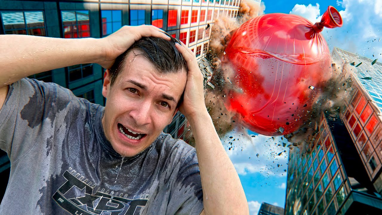 GIANT WATER BALLOON CRUSHED THE CITY - YouTube