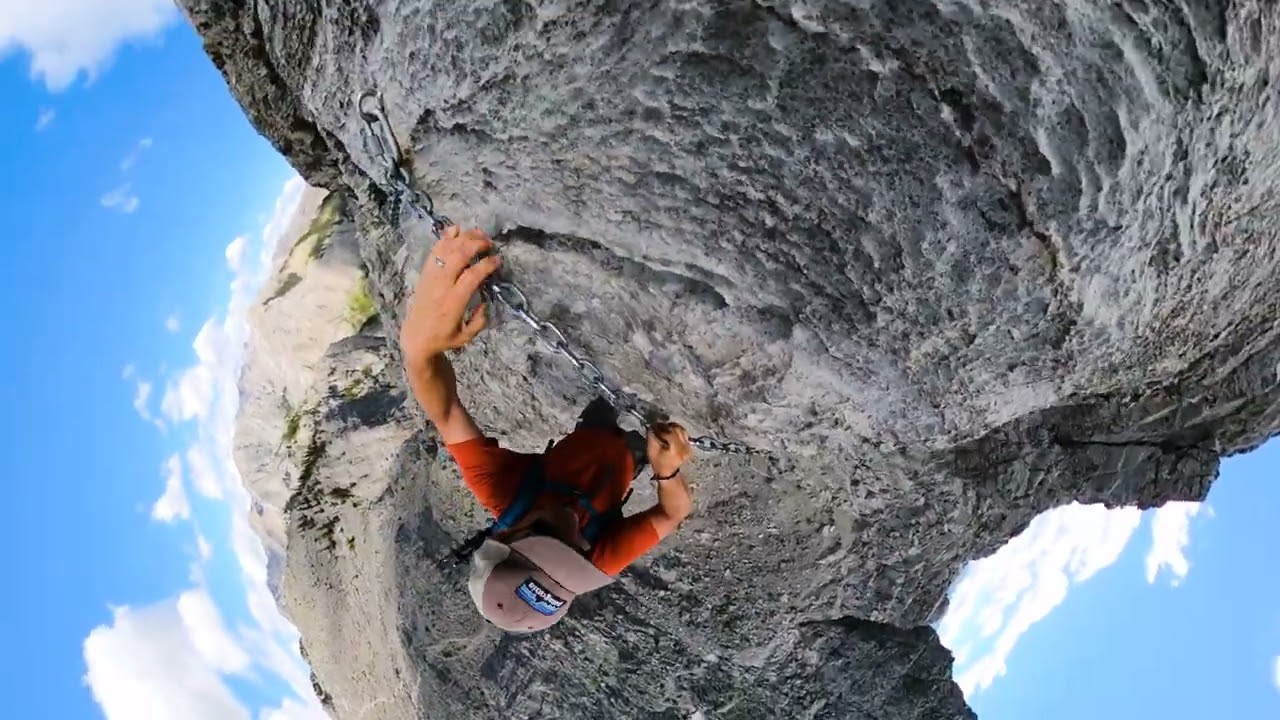 Yamnuska Scramble - 360 view of the chains - YouTube