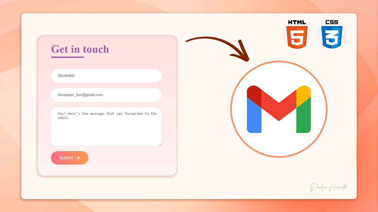 How To Create a Fully Working Contact Form Using HTML & CSS | Get Submissions via Email - YouTube