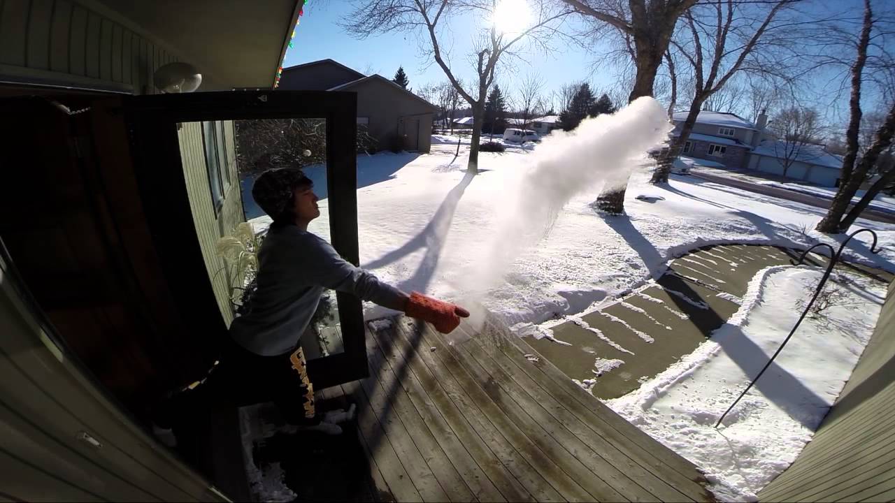 Instantly turning boiling water into snow and vapor (slow-motion) - YouTube