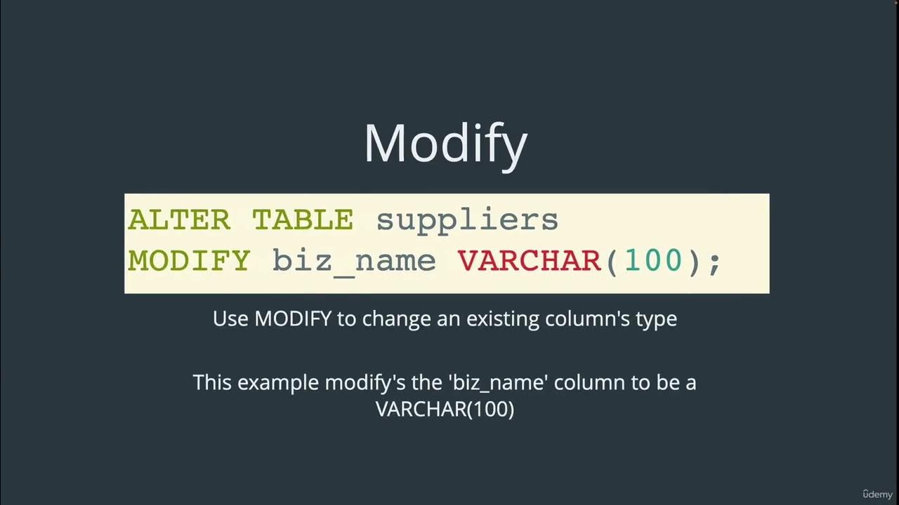 130 - ALTER TABLE Modifying Columns - YouTube