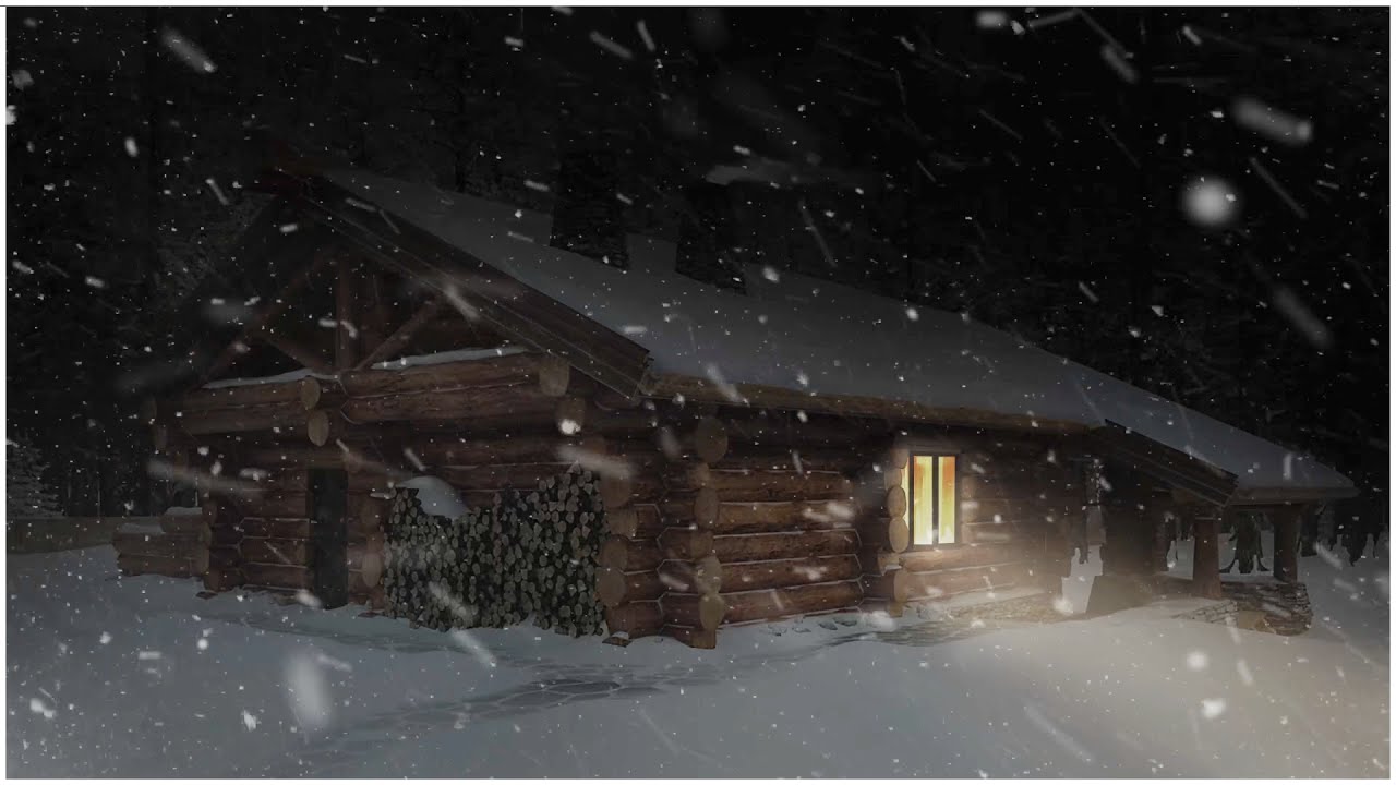 Frosty Blizzard Storm at a Forest Log Cabin - YouTube