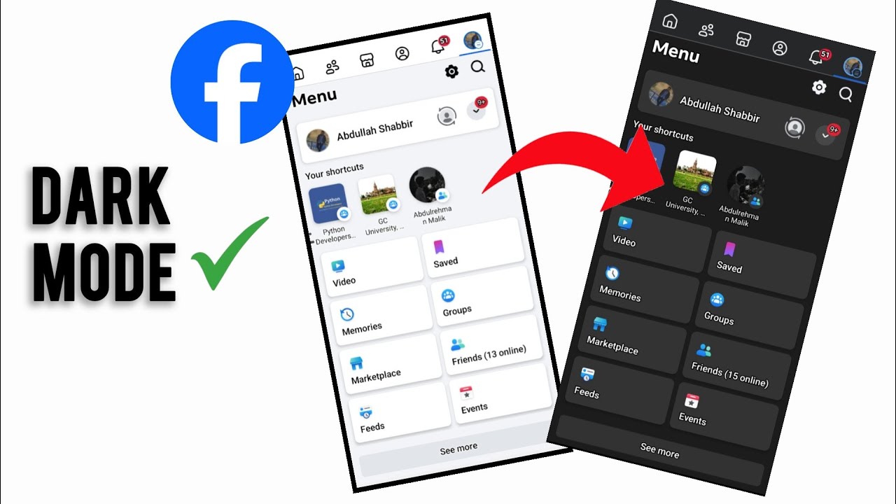 How to turn ON dark theme on Facebook | Enable dark mode on Facebook ...